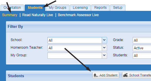 Read Live Smart Start Guide :: Adding Students :: Read Naturally, Inc.