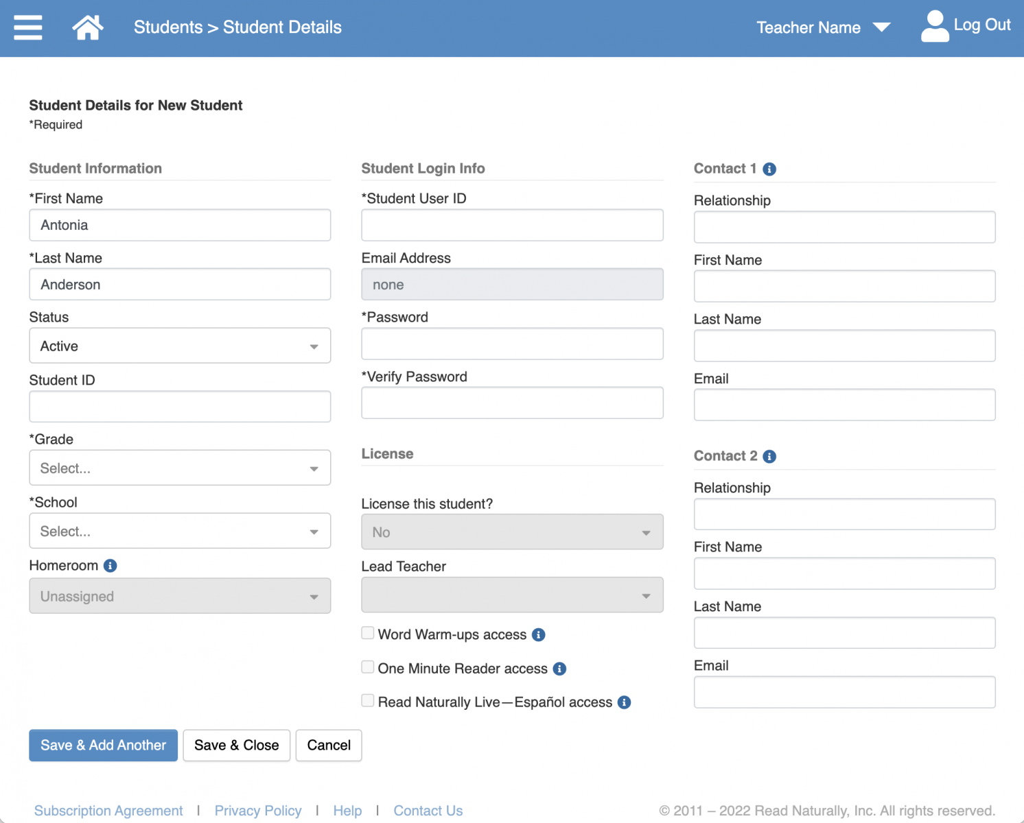 Read Live Smart Start Guide :: Adding Students Individually :: Read ...